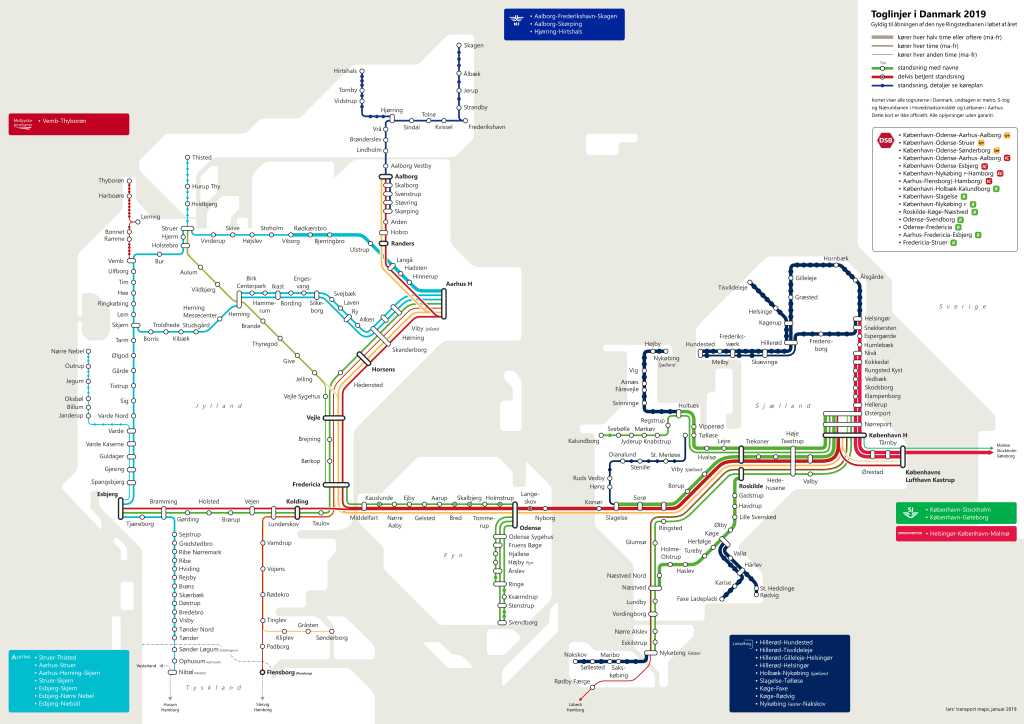 Train Network of Denmark 2019 – lars' transport maps