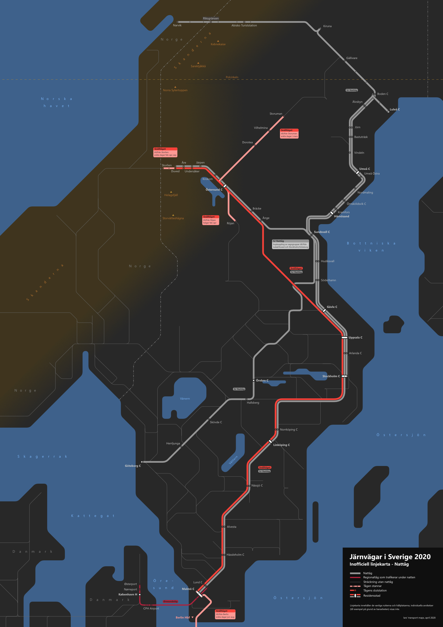 Train Network of Sweden 2020 – lars' transport maps