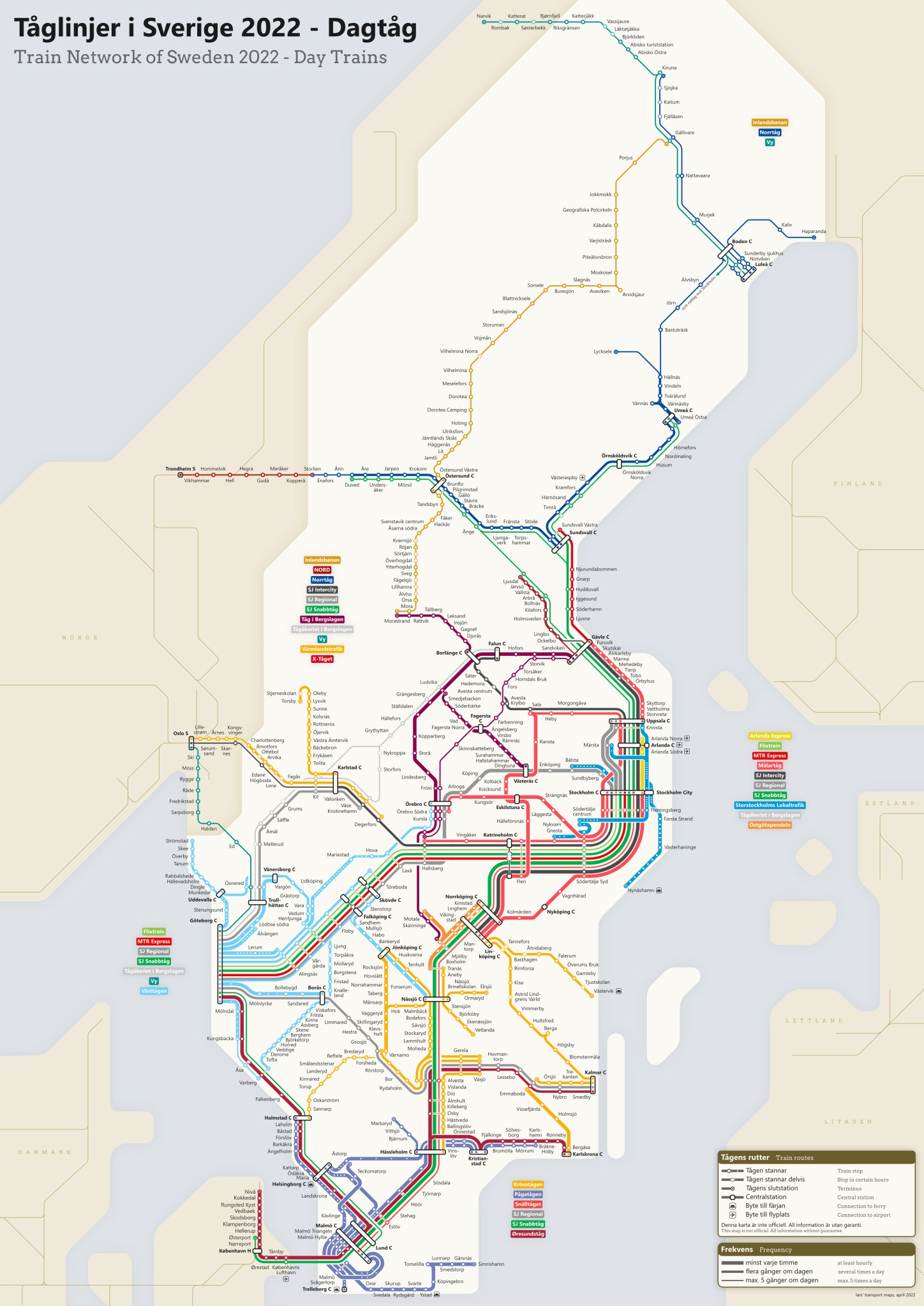 Train Network of Sweden 2022 – lars' transport maps