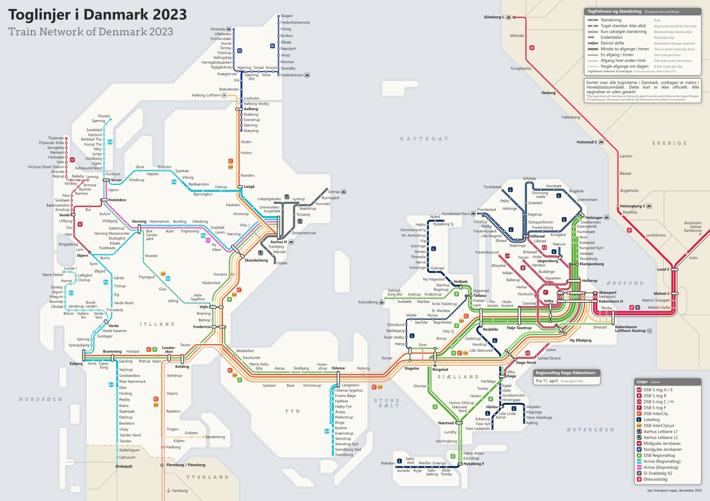 Train Network of Denmark 2023 – lars' transport maps
