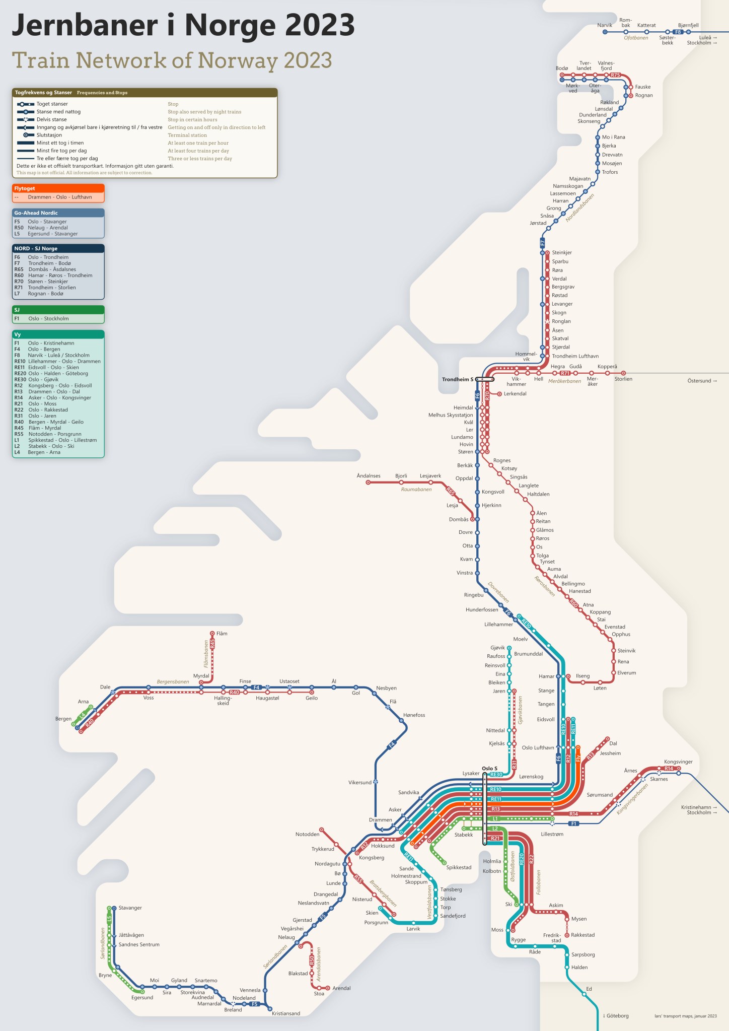 Train Network of Norway 2023 – lars' transport maps