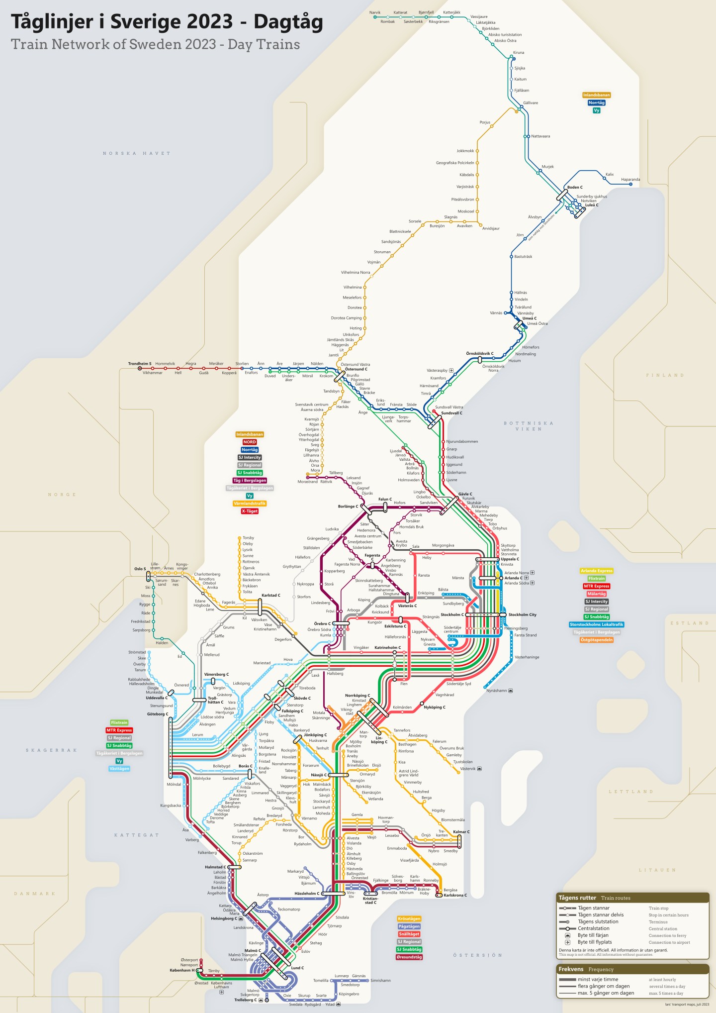 Train Network of Sweden 2023 – lars' transport maps