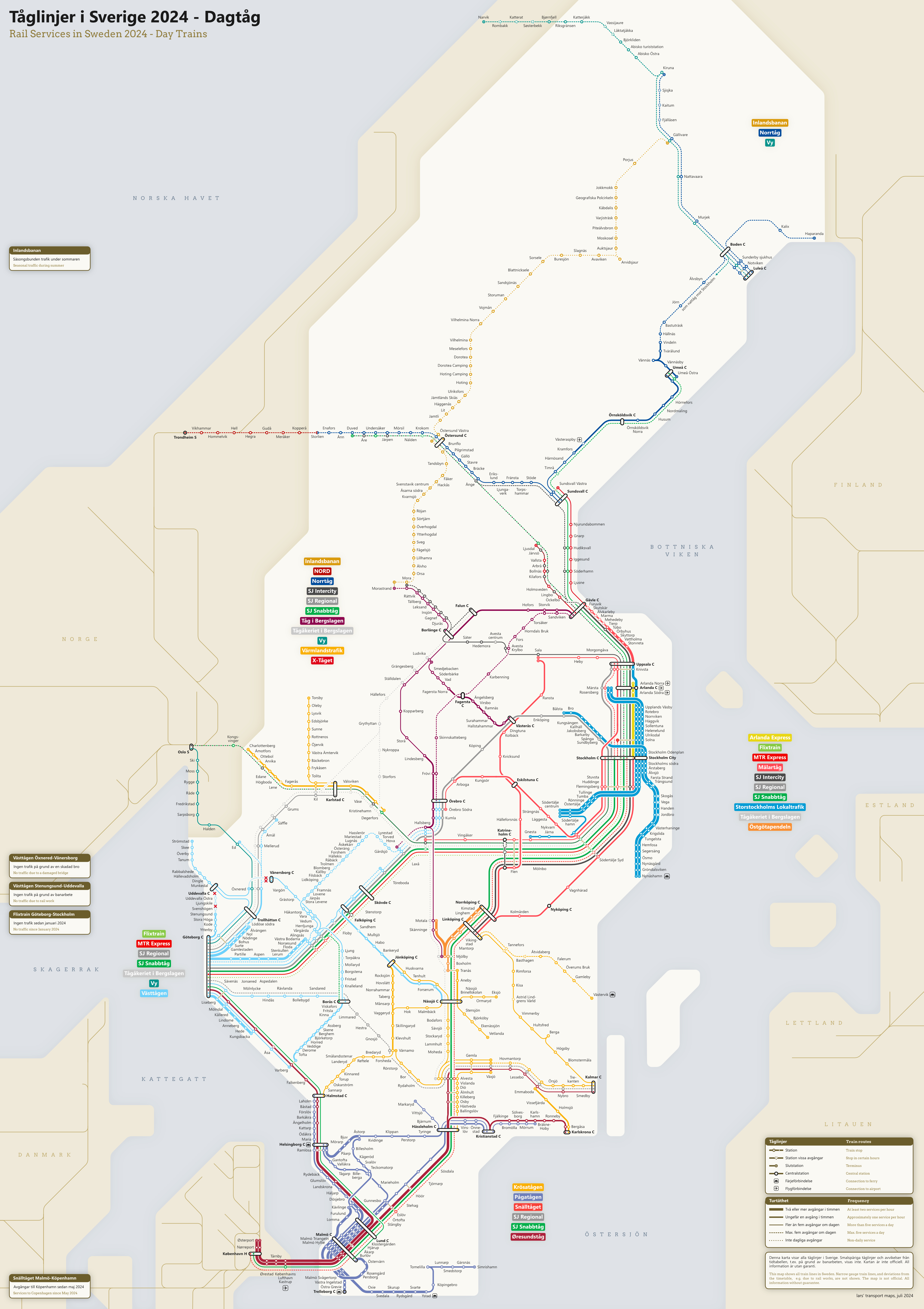 Rail Services in Sweden 2024 – lars' transport maps
