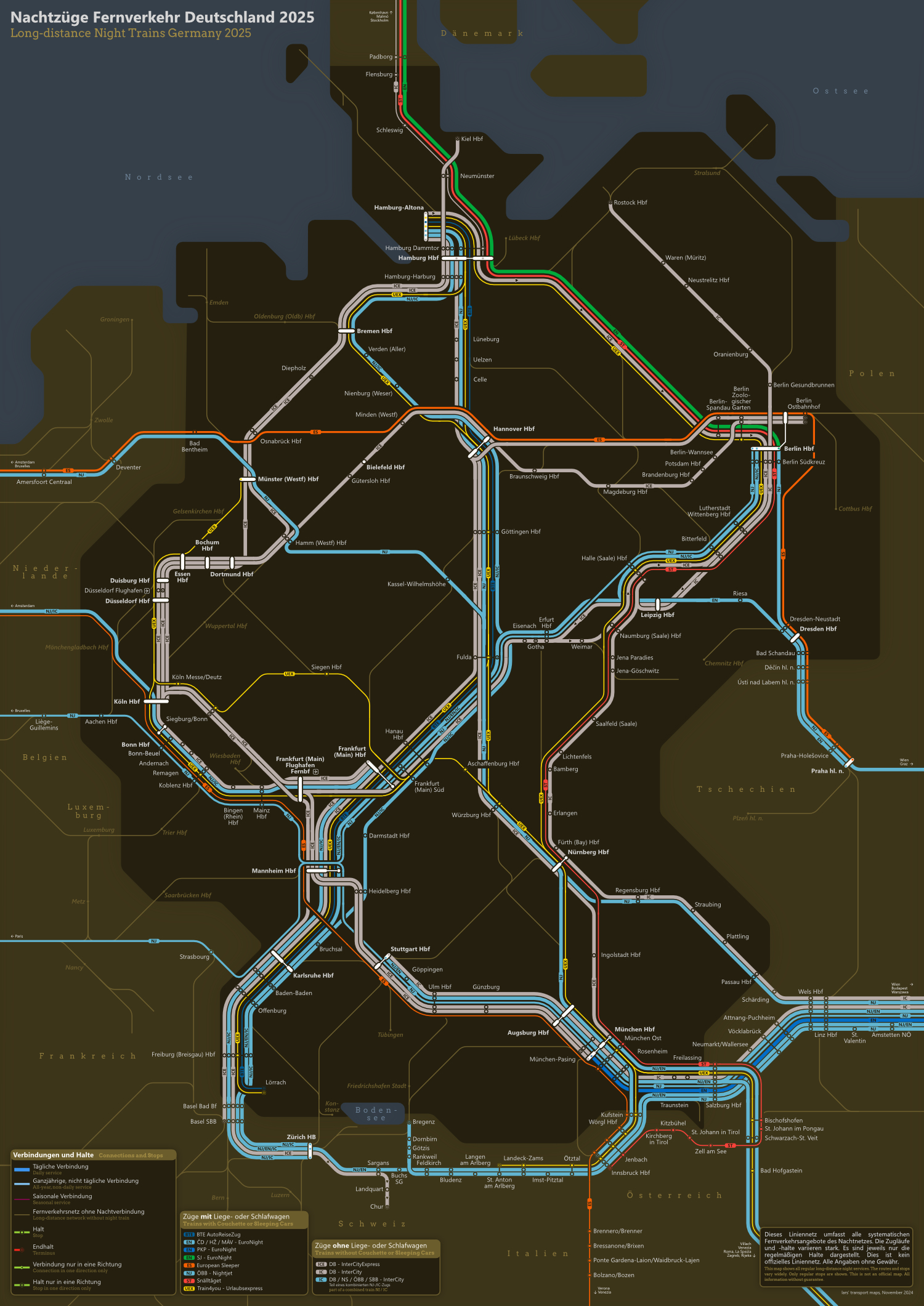 Long-distance Night Trains in Germany 2025 – lars' transport maps
