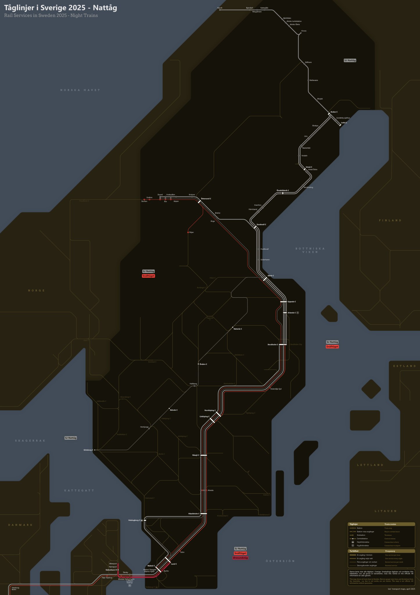 Night Train Services in Sweden 2025 – lars' transport maps